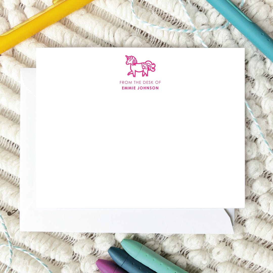 Personalized Unicorn Stationery Set, Girls Note Cards, Children's Note ...