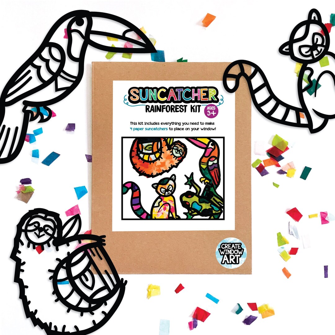 Rainforest Animals Suncatcher Kit: Sloth, Lemur, Toucan, Frog - Etsy