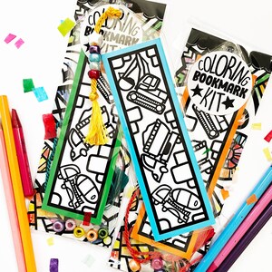Construction Birthday Party Favors, Excavator Coloring Bookmark Favor ...