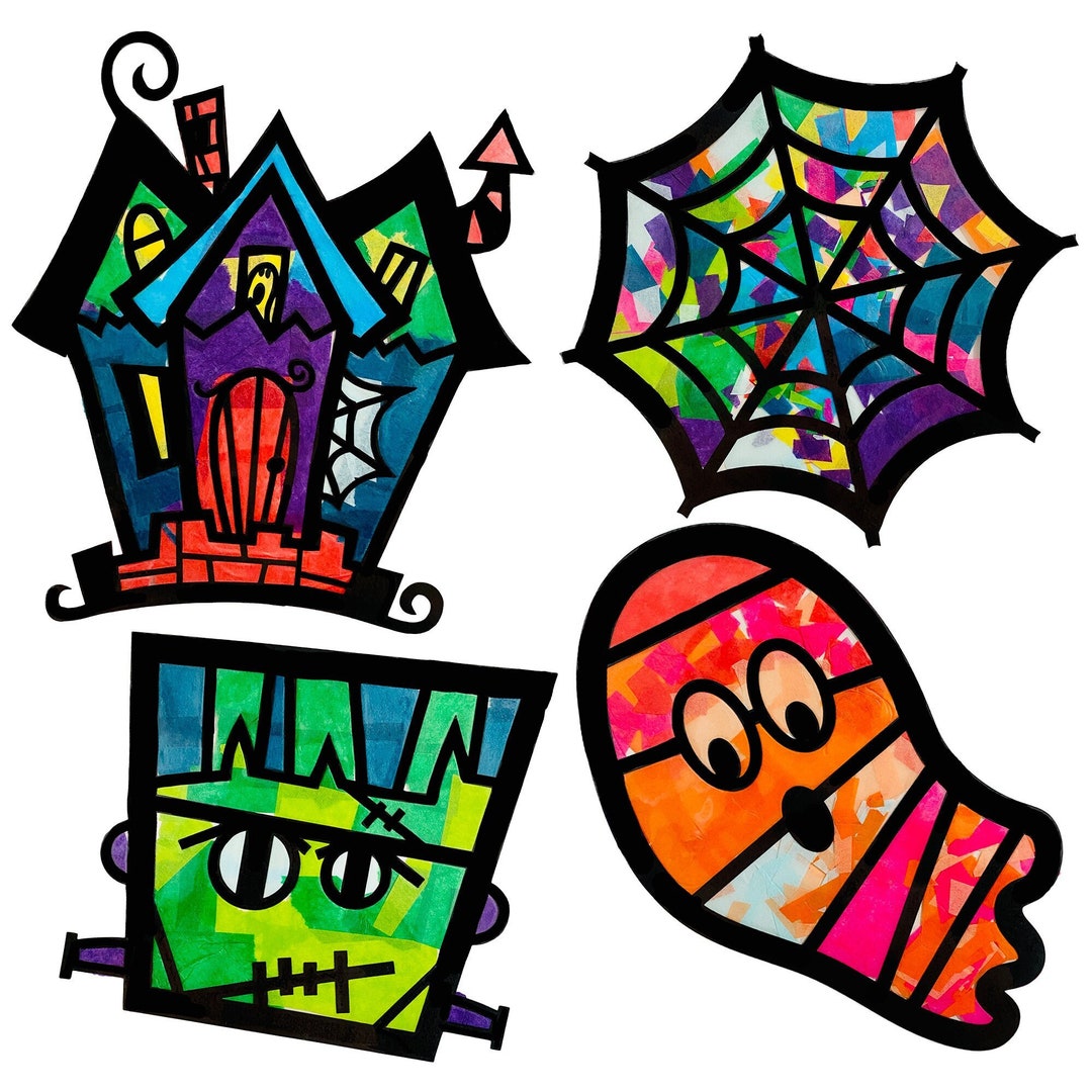 Halloween Suncatcher Arts and Crafts Kit for Kids - Halloween Themed ...
