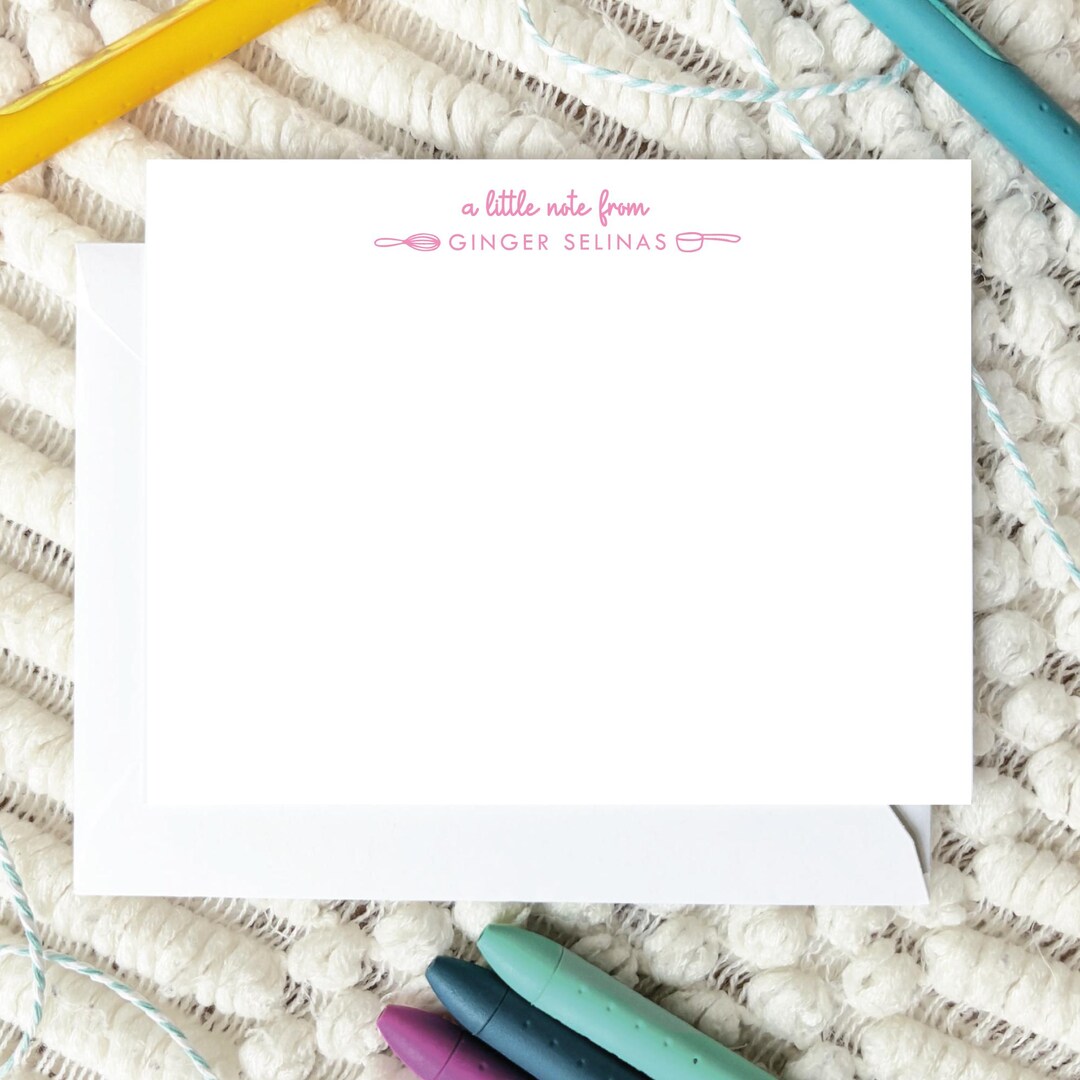 Personalized Baker Stationery Set, Minimal Design Flat Note Card Gift ...