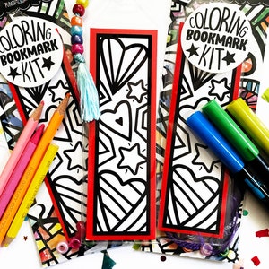 Set of 10 Valentine's Bookmarks to Color, Kids Personalized Bookmarks ...
