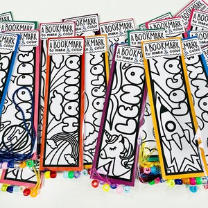Personalized Bookmarks to Color Kids Birthday Party Favors - Etsy