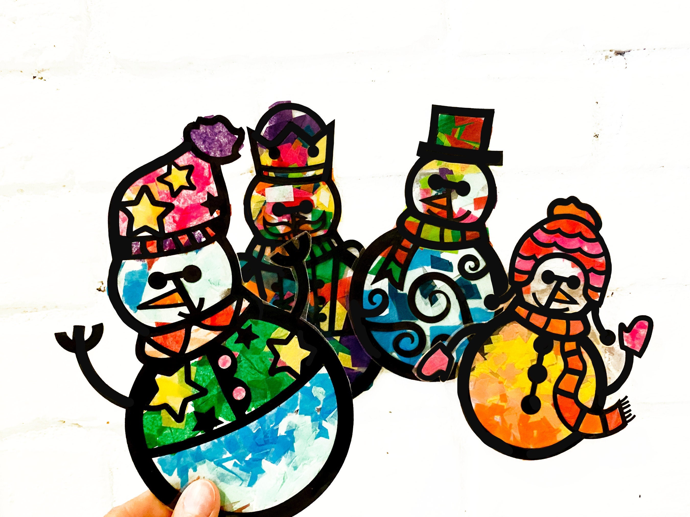 Snowman Suncatcher Kit Arts and Crafts Kit for Kids - DIY Paper Stained ...