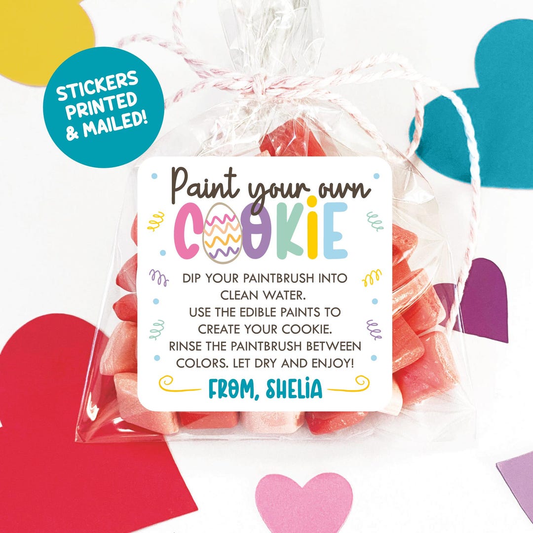 Printed Paint Your Own Cookie Instructions Tag, Easter Activity Paint a ...