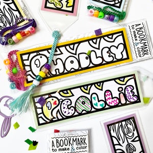 Personalized Bookmarks to Color Kids Birthday Party Favors - Etsy