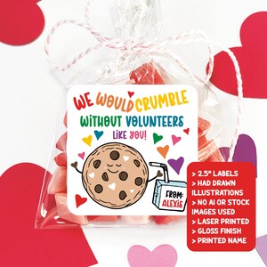 Volunteer Appreciation Gift Tag Stickers, Volunteer Thank You Cookie ...