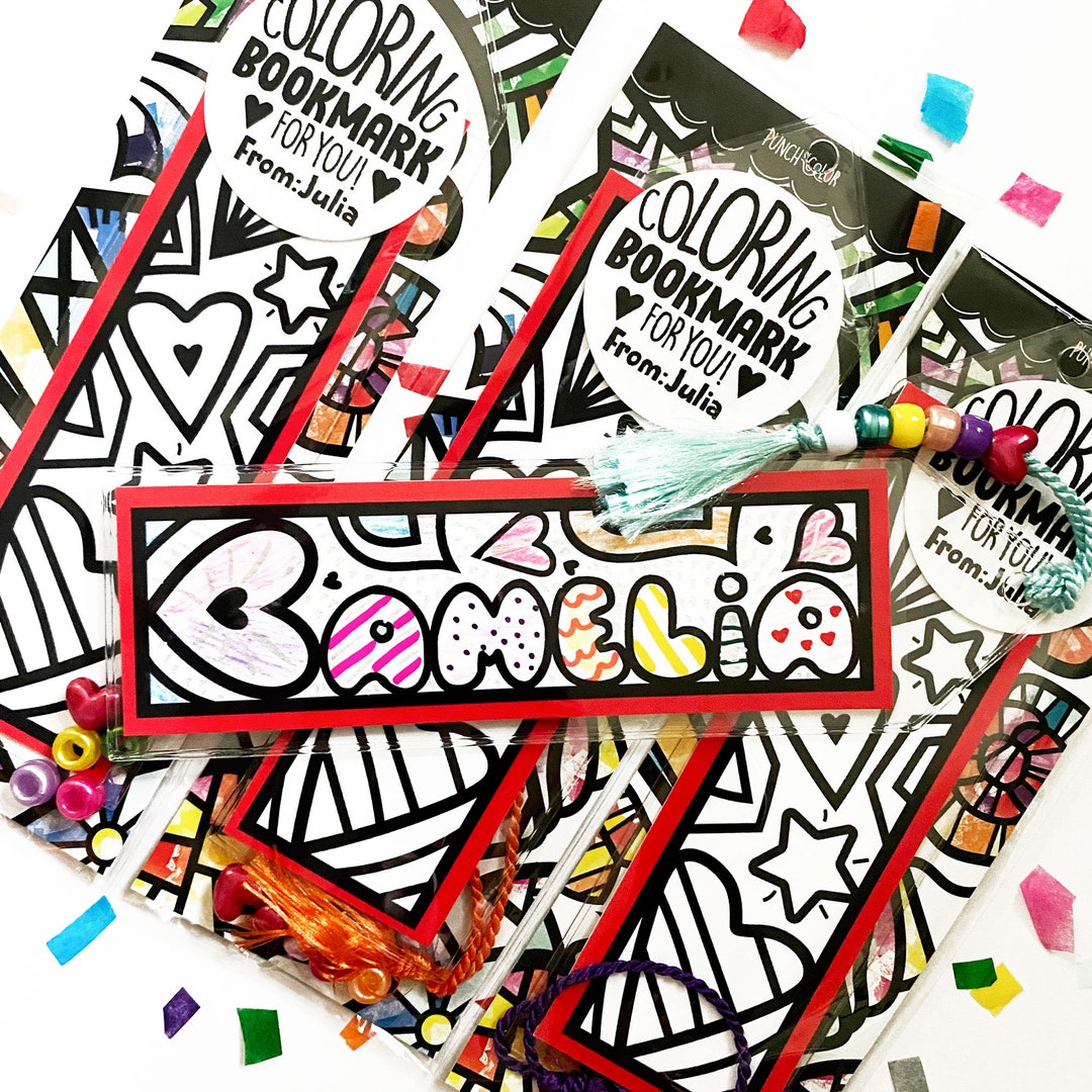 Set of 10 Valentine's Bookmarks to Color, Kids Personalized Bookmarks ...