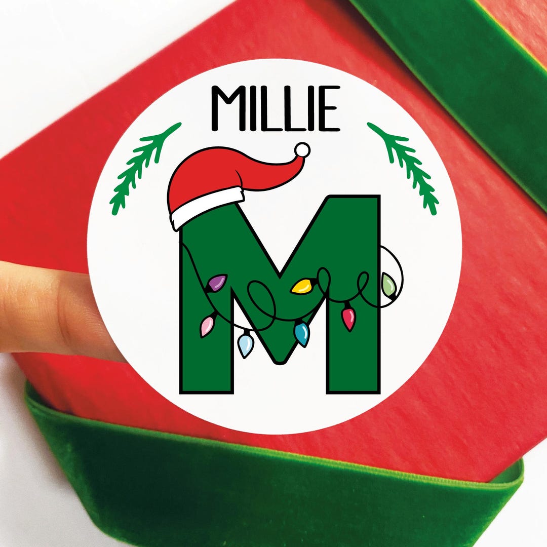 Personalized Christmas Name Tags, Kids Xmas Lights Gift Tags, Custom ...