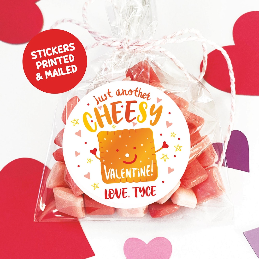 Cheese Cracker Valentines Day Snack Stickers, Non Candy Preschool ...