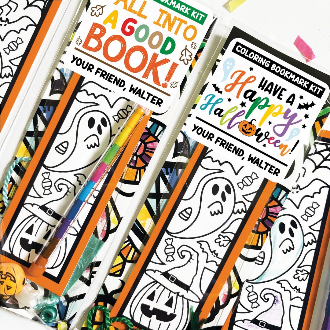 Halloween Coloring Bookmark Favor Kits for Classroom, Halloween Gifts ...