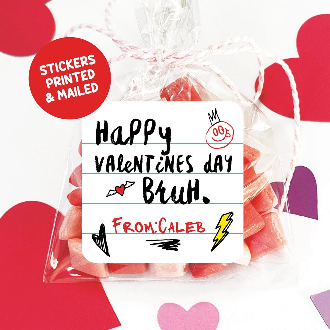 Happy Valentine's Day Bruh Stickers, Bruh Valentine Tags, Tween ...