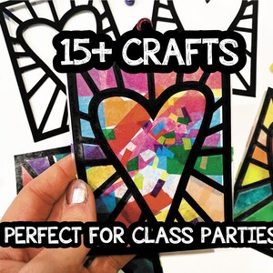 15+ Valentine's Day Heart Paper Stained Glass Project, Kids Classroom ...