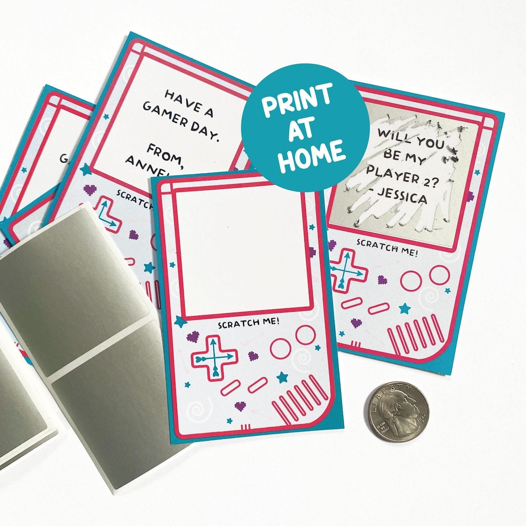 Printable Scratch off Retro Video Game Valentines, Kids Classroom ...