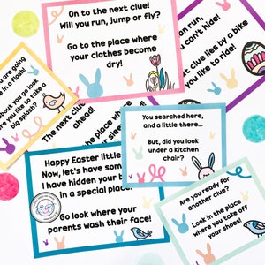 Printable Easter Scavenger Hunt Cards, Easter Basket Clues for Kids and ...