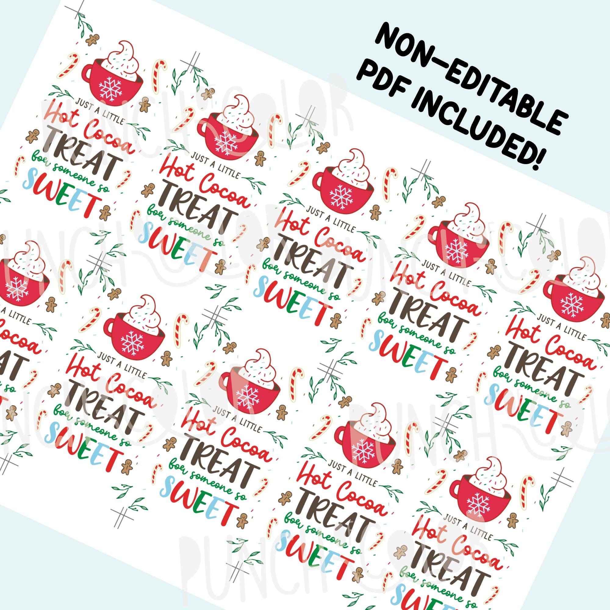 Printable Hot Cocoa Christmas Gift Tag, Hot Chocolate Treat for Someone ...