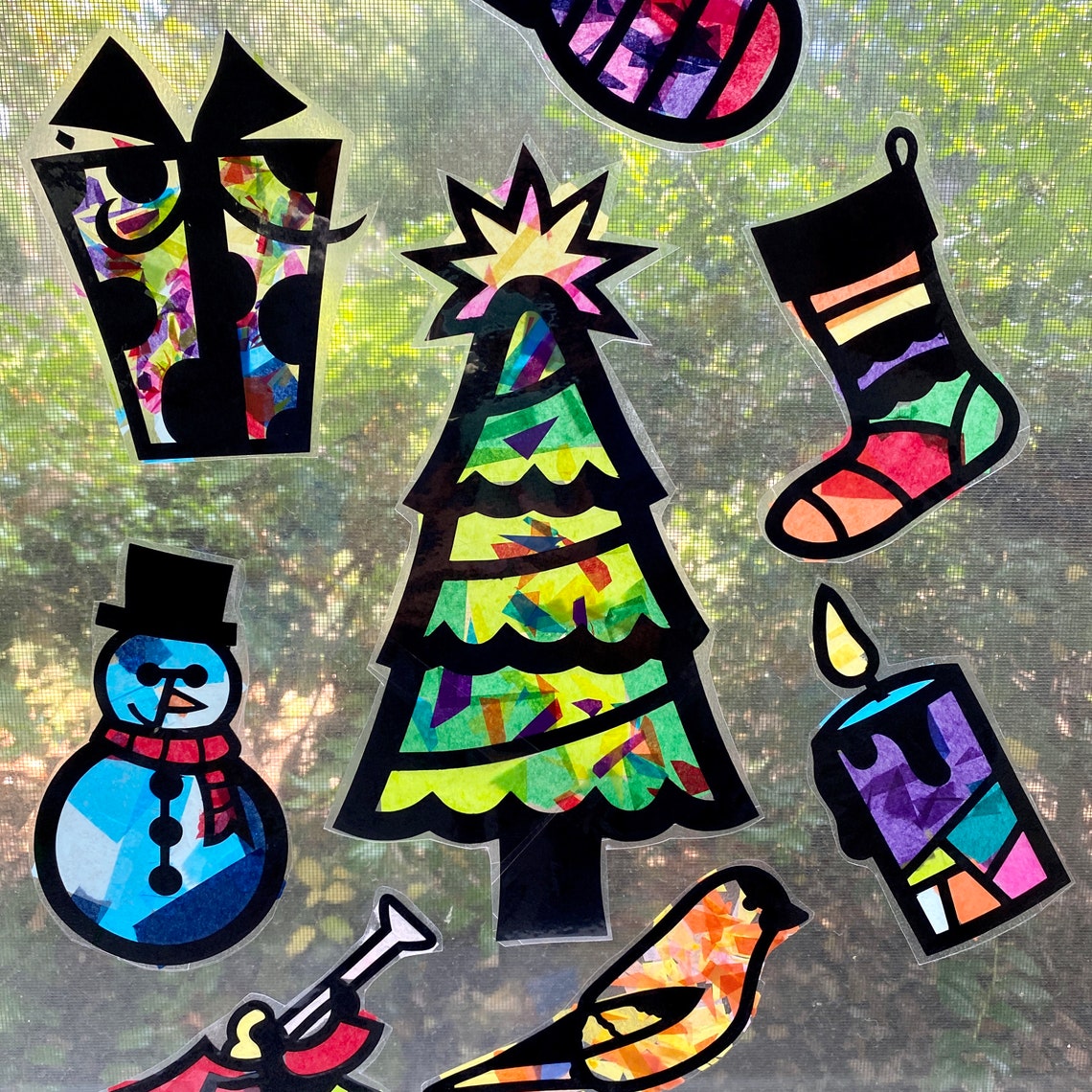 1 Snowglobe 1 Snowflake Paper Suncatcher Kit - Merry Christmas Gift for ...