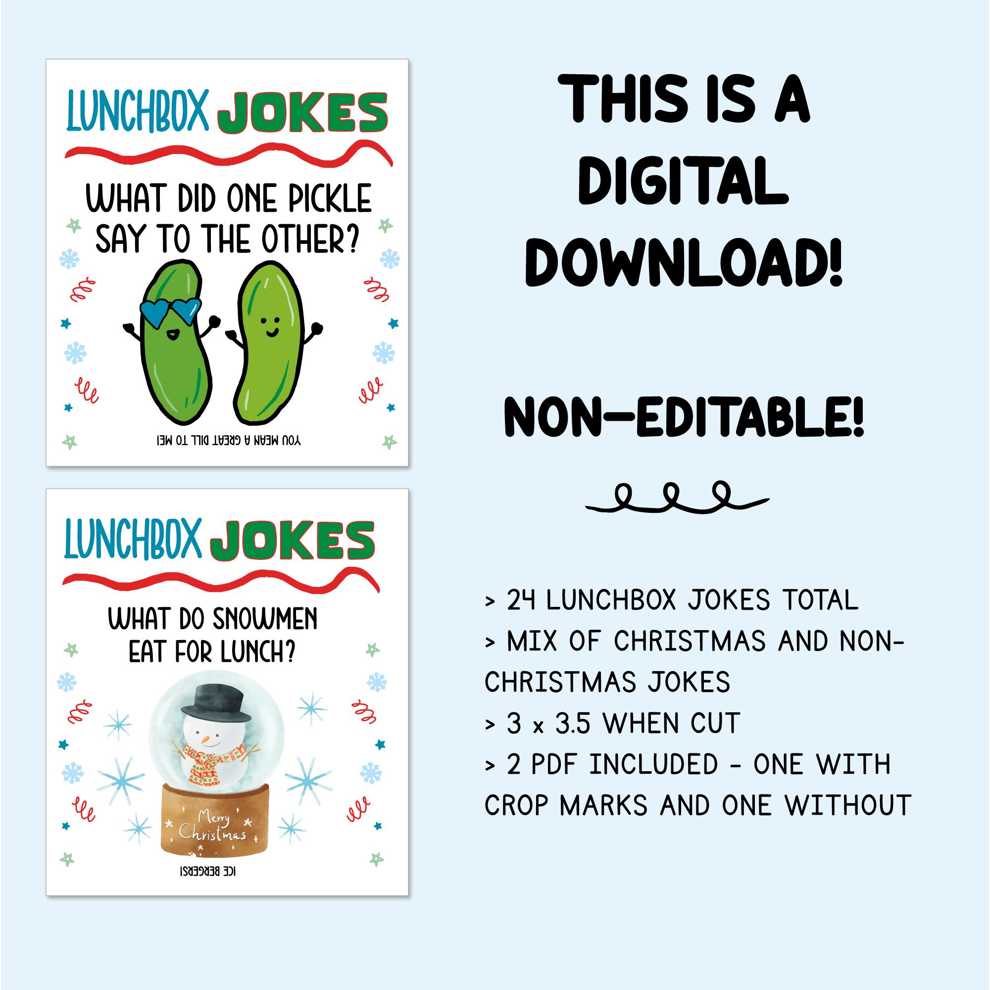 Christmas Lunchbox Joke Cards Printable, Kids Funny Winter Cards for ...