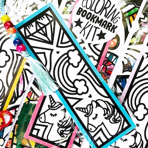 Unicorn Coloring Bookmarks, Rainbow Magical Unicorn Birthday Party ...