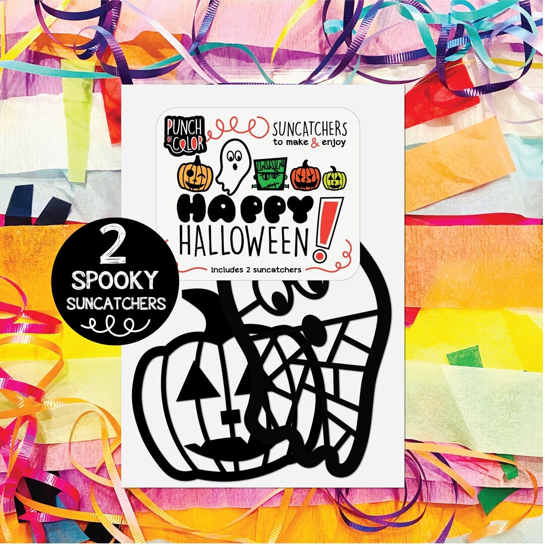 1 Ghost 1 Pumpkin Suncatcher Kit - Happy Halloween Gift for Kids - Fall ...