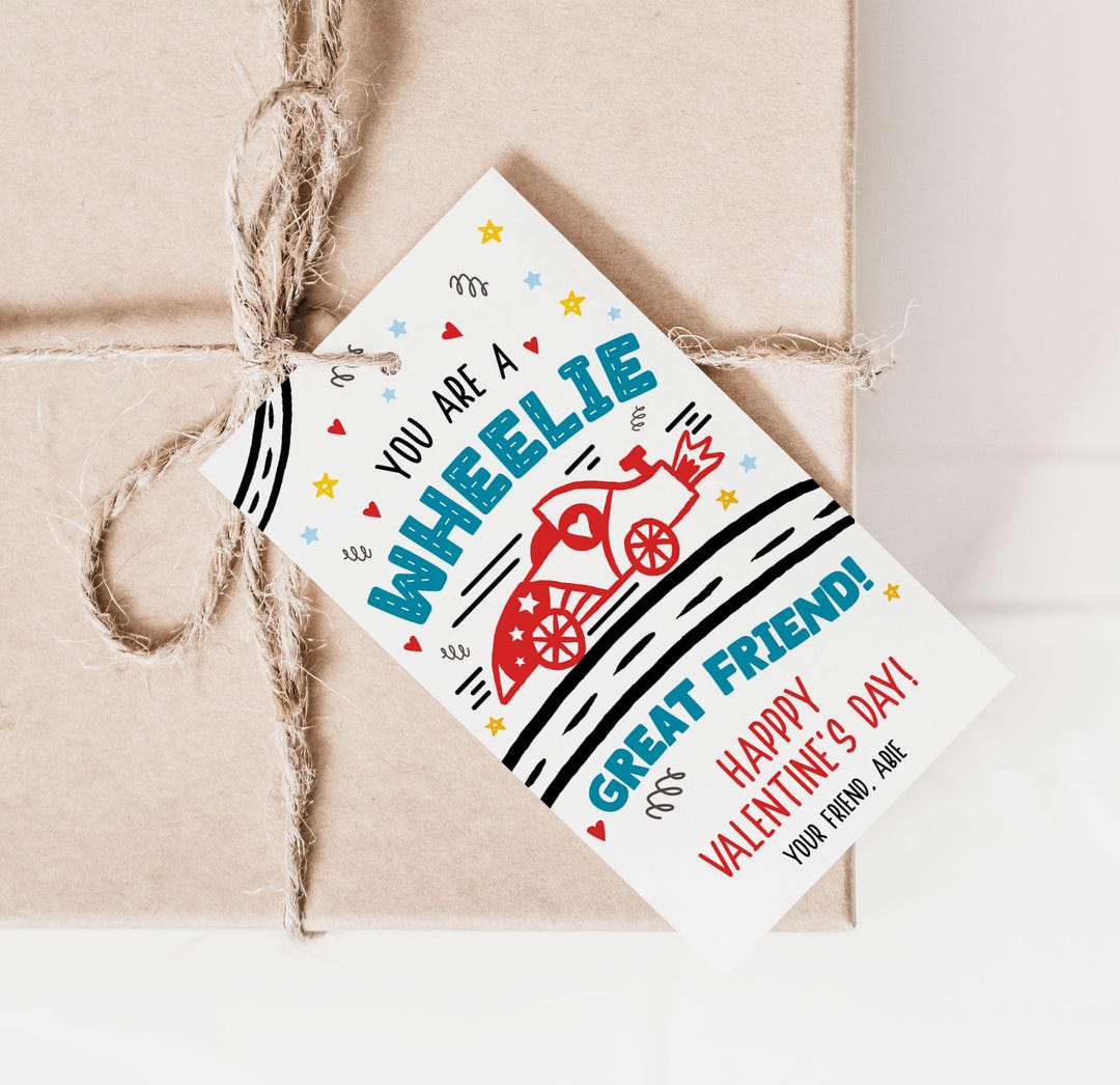 Racecar Valentine Printable, Wheelie Great Friend Valentine's Day Gift ...