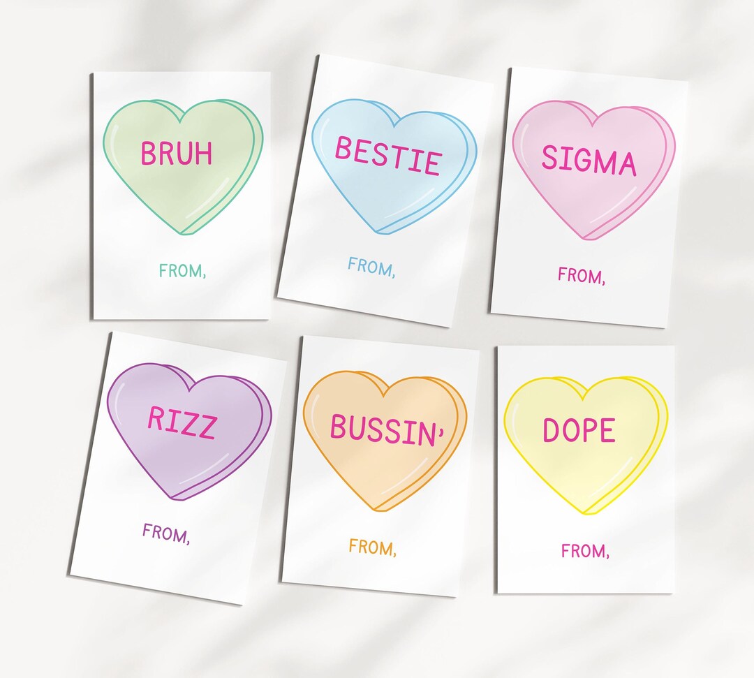 Conversation Heart Classroom Valentines Cards, Printable Classroom ...