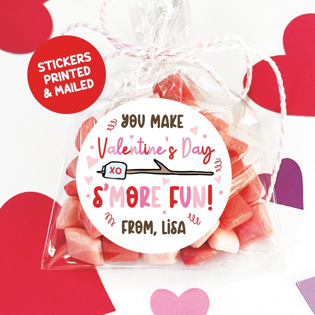S'mores Valentine Treat Bag Stickers, School Valentine S'more Tags, Co ...