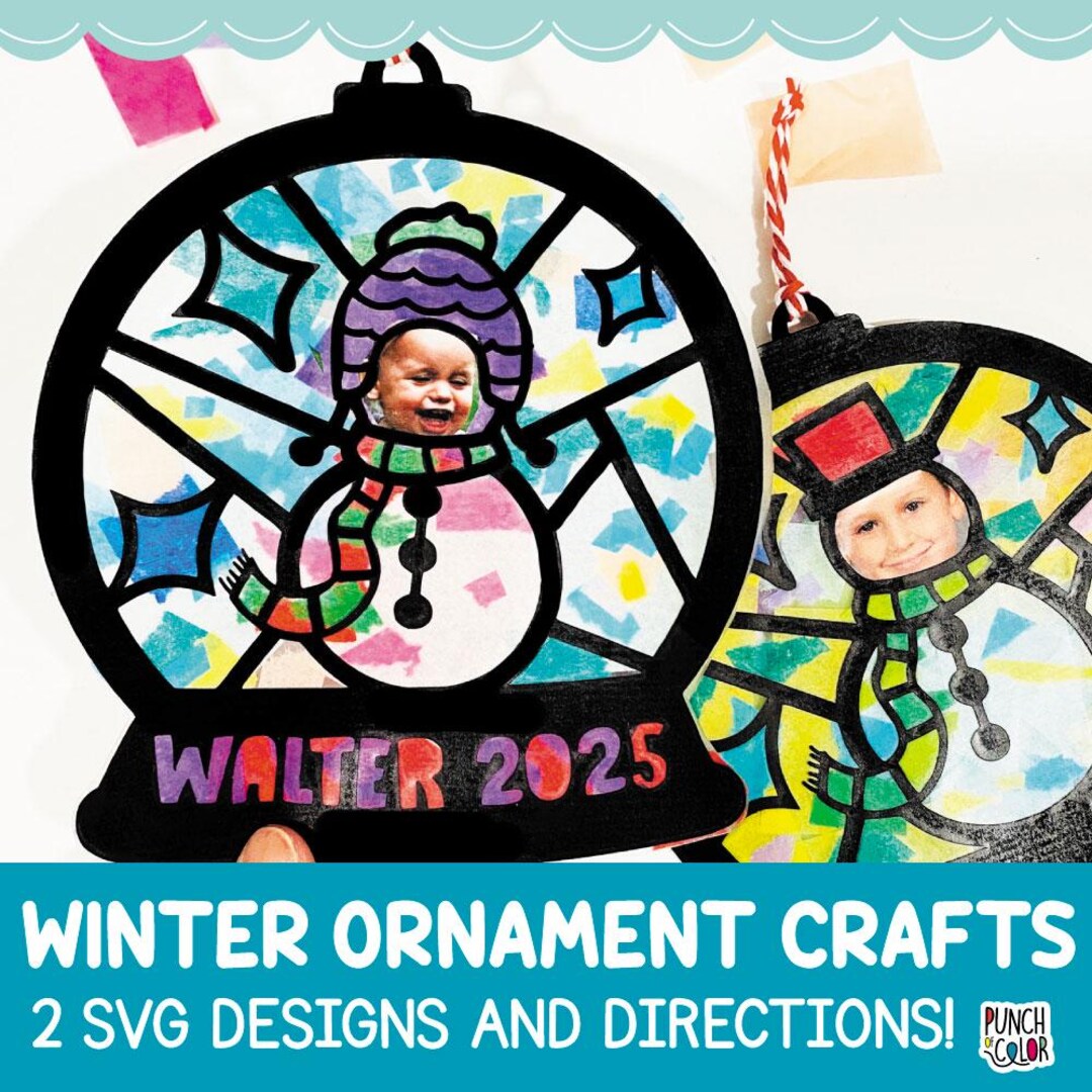 SVG File 2 Snowglobe Ornament Crafts, Photo Ornament DIY, Winter Cricut ...