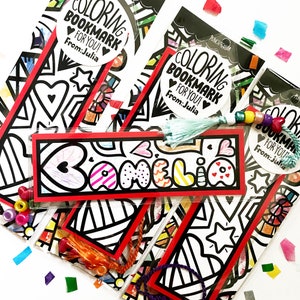 Personalized Bookmarks to Color Kids Birthday Party Favors - Etsy