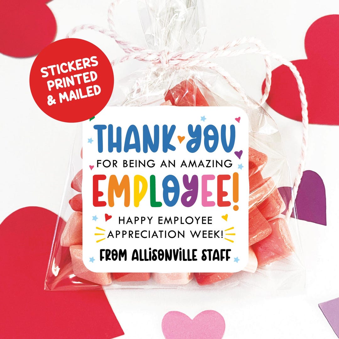 Employee Appreciation Week Treat Labels, Printed Thank You Gift Candy ...