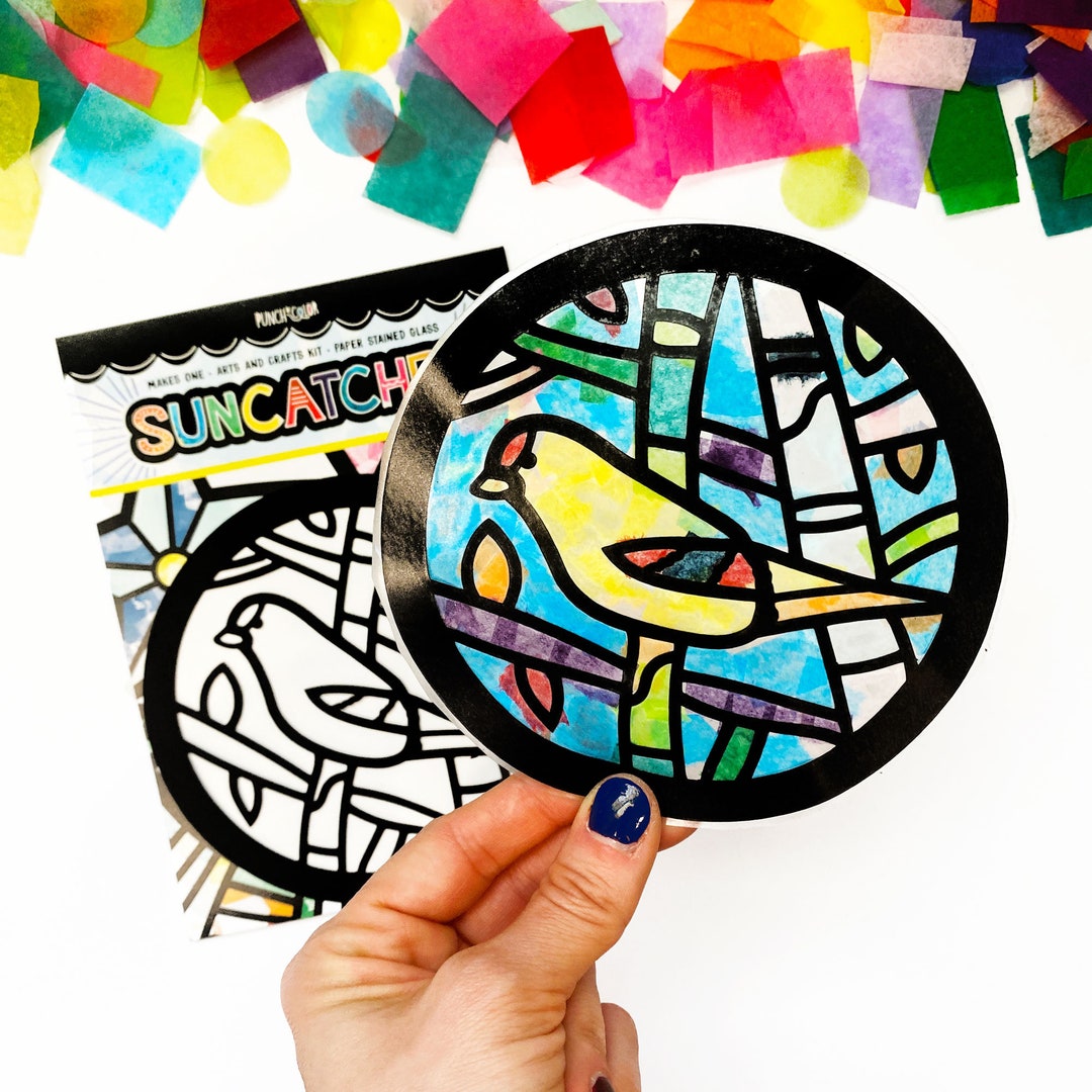 Finch Bird Suncatcher Craft Kit for Kids, Forest or Winter Woodland ...