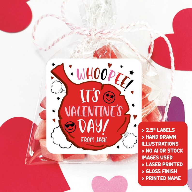 Whoopee It's Valentine's Day Favor Stickers, Whoopee Cushion Valentine ...
