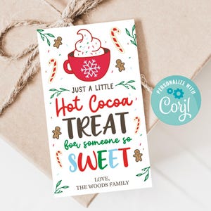 Printable Hot Cocoa Christmas Gift Tag, Hot Chocolate Treat for Someone ...