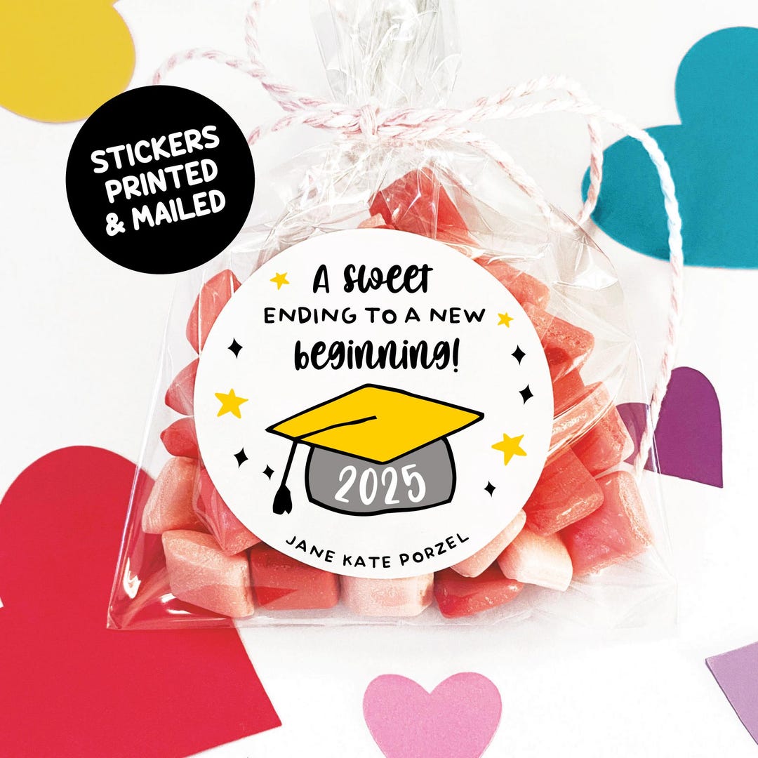 Graduation Party Favor Treat Bag Stickers, Personalized Graduation ...