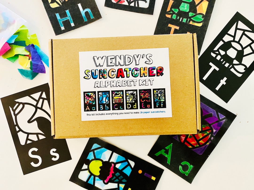 Alphabet Cards Arts and Crafts Suncatcher Kit Children's - Etsy