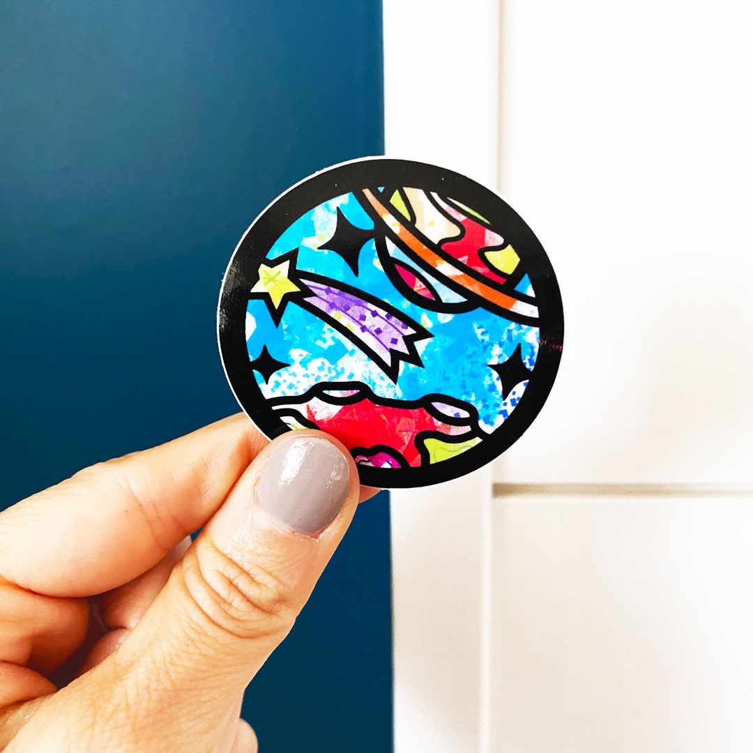 Outer Space Stained Glass Vinyl Sticker - Colorful Waterproof ...