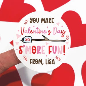 S'mores Valentine Treat Bag Stickers, School Valentine S'more Tags, Co ...