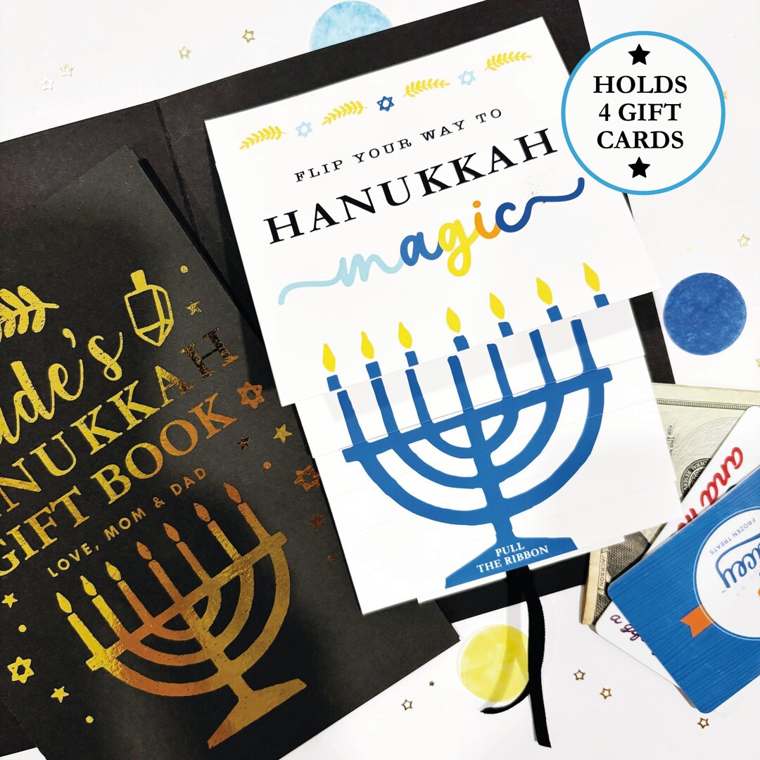 Pull to Reveal Hanukkah Gift Card Holder Book, Jewish Money or Cash ...