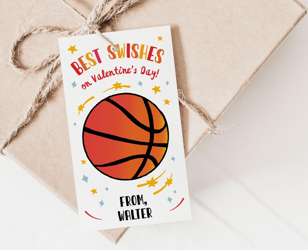 Printable Basketball Valentines Treat Bag Tags, Kids Classroom ...