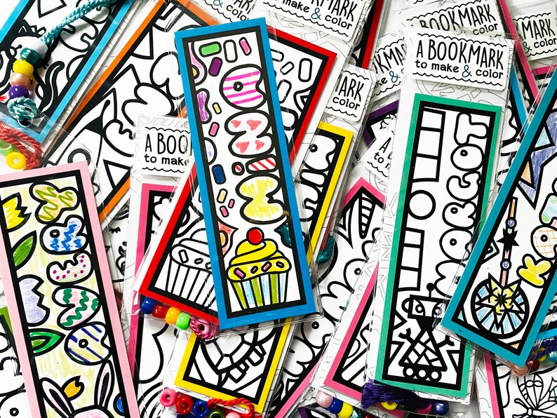 Personalized Bookmarks to Color Kids Birthday Party Favors - Etsy
