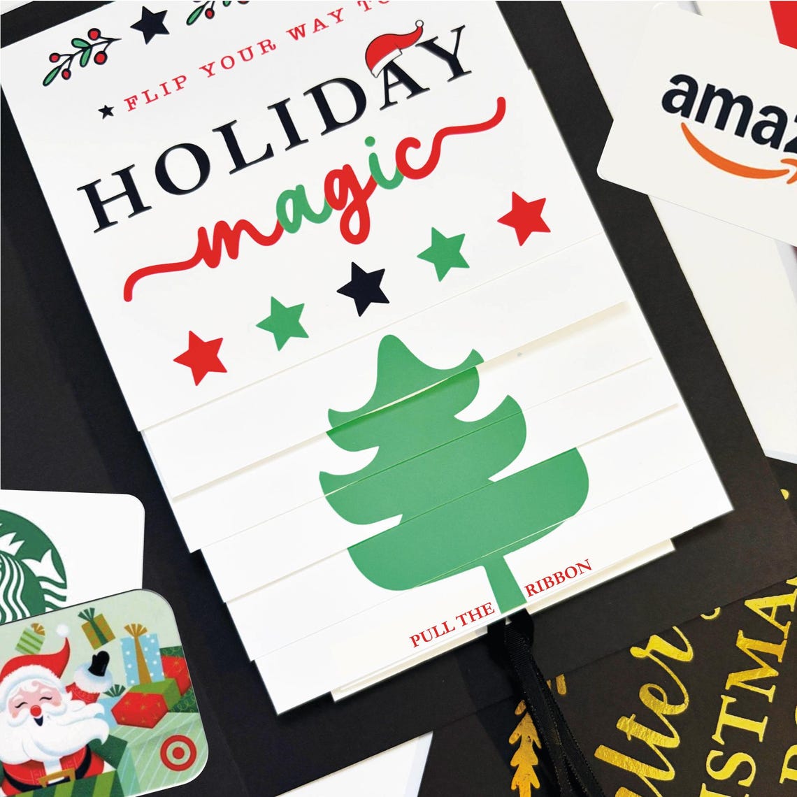 Digital Download Christmas Waterfall Gift Card Holder, DIY Money Holder ...