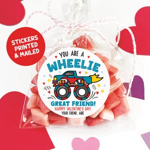 Monster Truck Valentines Day Circular Stickers, You Are a Wheelie Great ...
