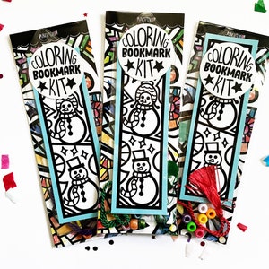 Snowman Coloring Bookmarks, Snowman Birthday Party Favors, Winter ...