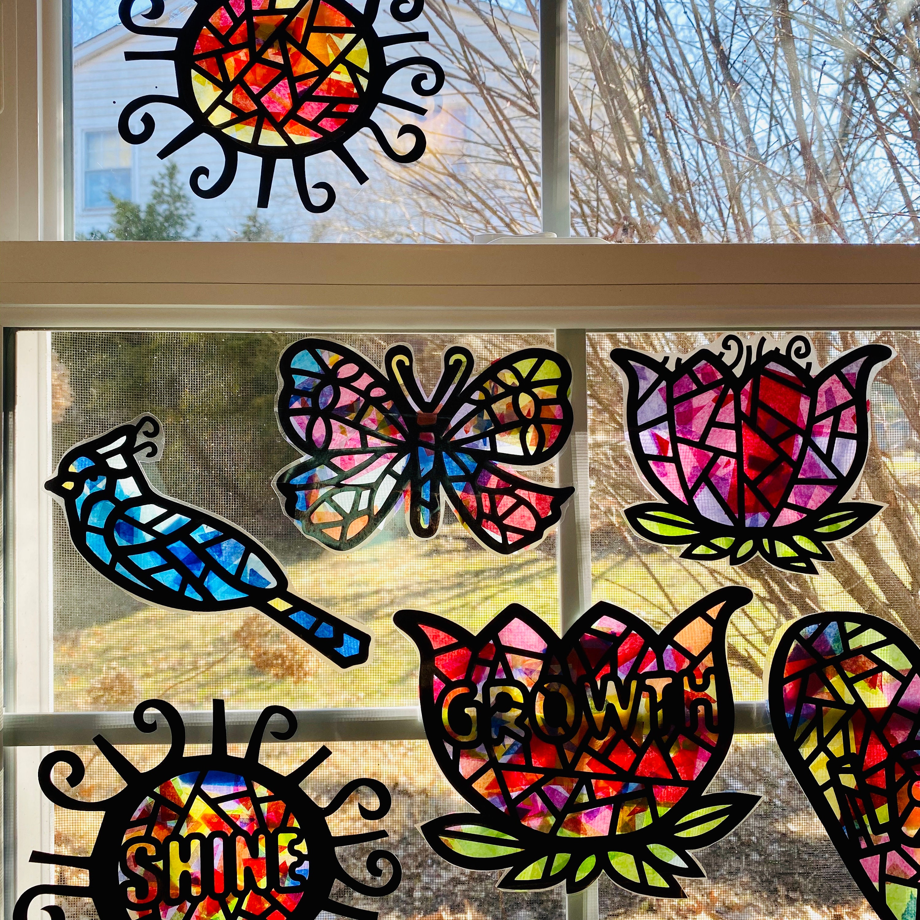 Spring Garden Suncatcher Kit - Tissue Paper Collage - Kids Stained ...
