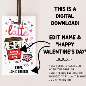 Thanks a Latte Teacher Valentine Printable, Teacher Appreciation ...