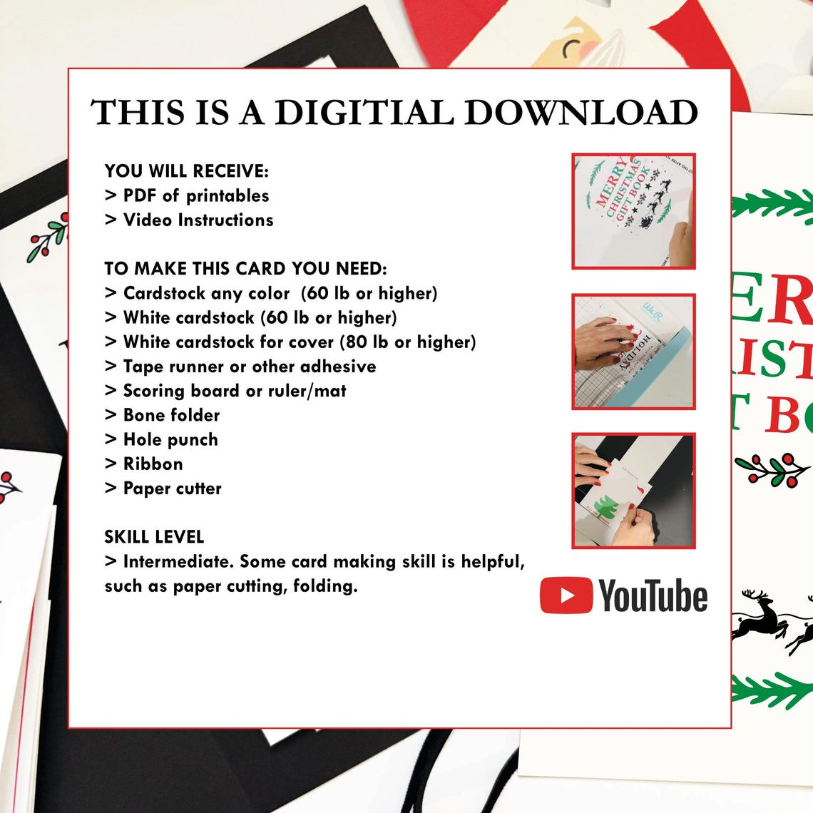 Digital Download Christmas Waterfall Gift Card Holder, DIY Money Holder ...