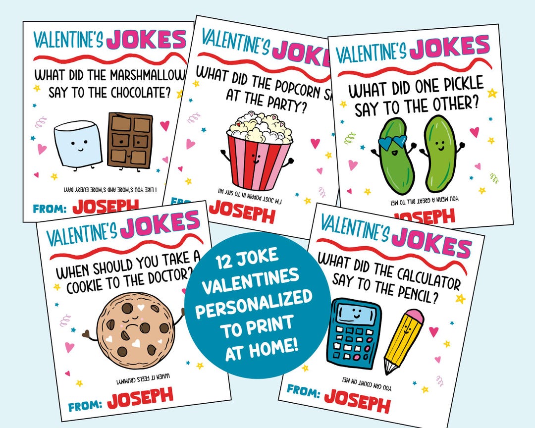 Personalized Joke Valentines Day Cards Printable, Kids Funny Valentine ...
