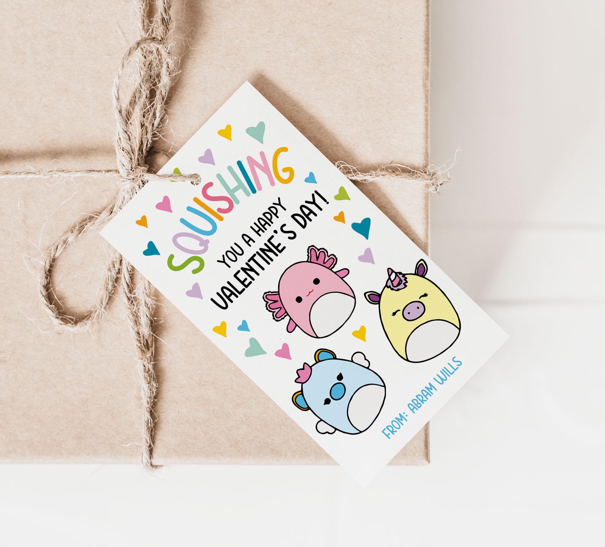 Squish Toy Valentine Printable, Squishing Valentine's Day Gift Tags ...