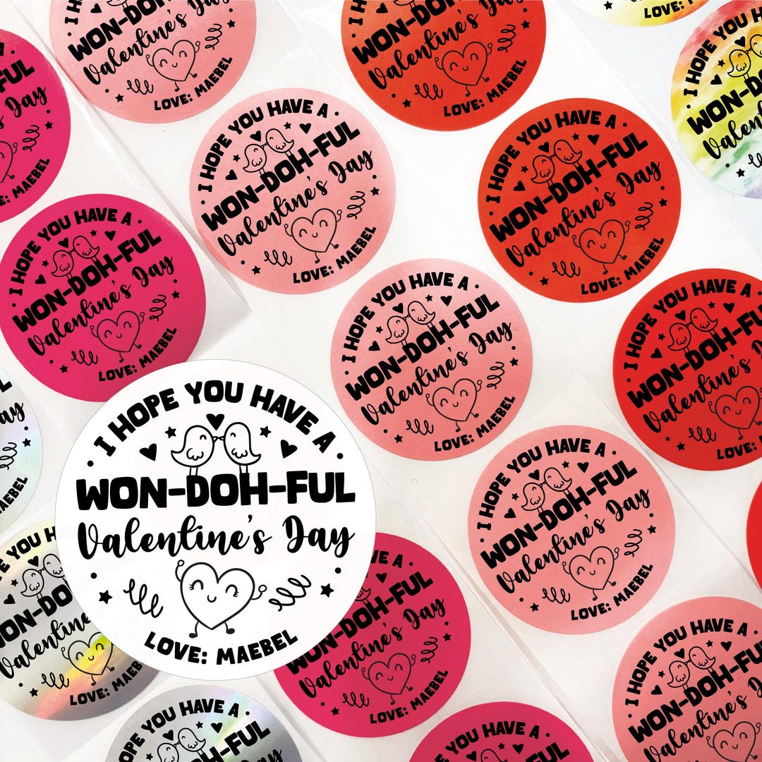 Have a Wond-doh-ful Valentine's Day Stickers, Personalized Clay Dough ...