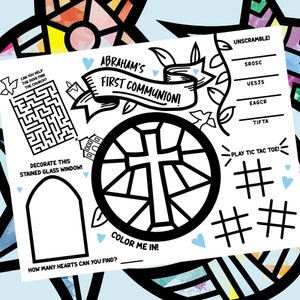 Printable First Communion Coloring Placemat, First Holy Communion ...